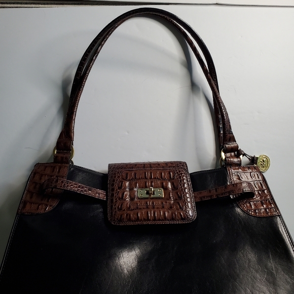 Brahmin | Bags | Brahmin Bevin Brick Lafayette Black Leather W Embossed ...